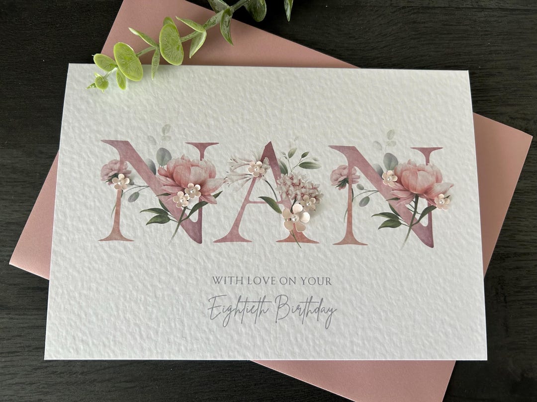 Personalised Handmade Nan Birthday Card, Happy Birthday Nan, Pink ...