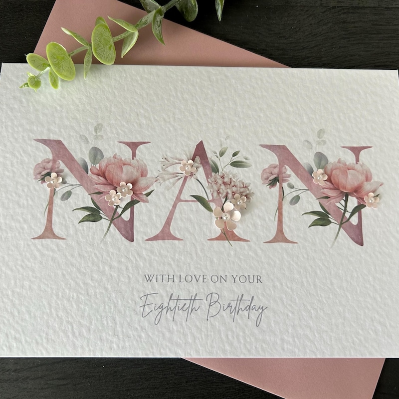 80th Nan Birthday Cards - Etsy UK