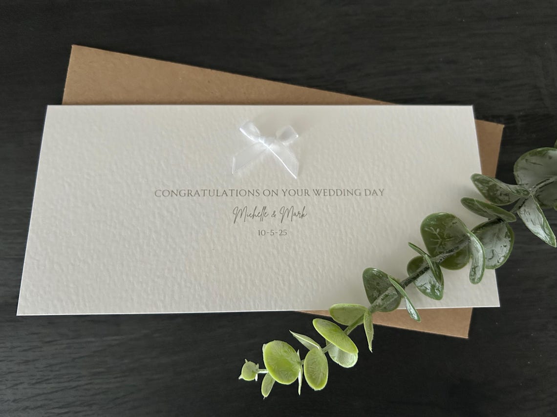 Personalised Wedding Day Money Wallet, White Bow Embellished - Etsy UK