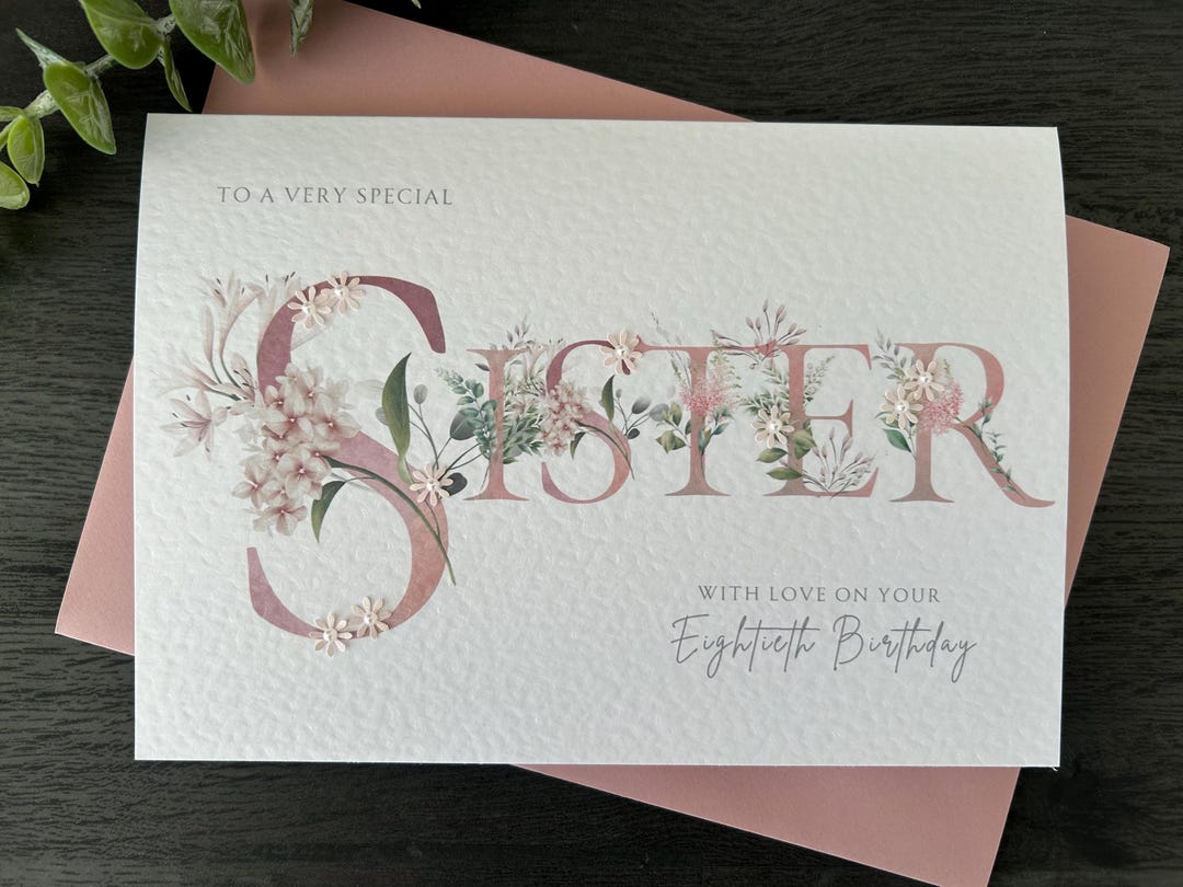 Personalised Floral Birthday Card for Sister: Handmade A5 Card - Etsy UK
