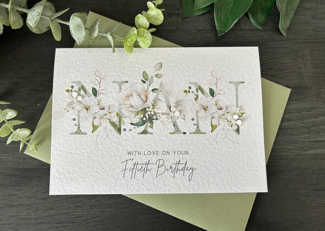 Personalised Handmade Nan Birthday Card, Happy Birthday Nan, Green ...