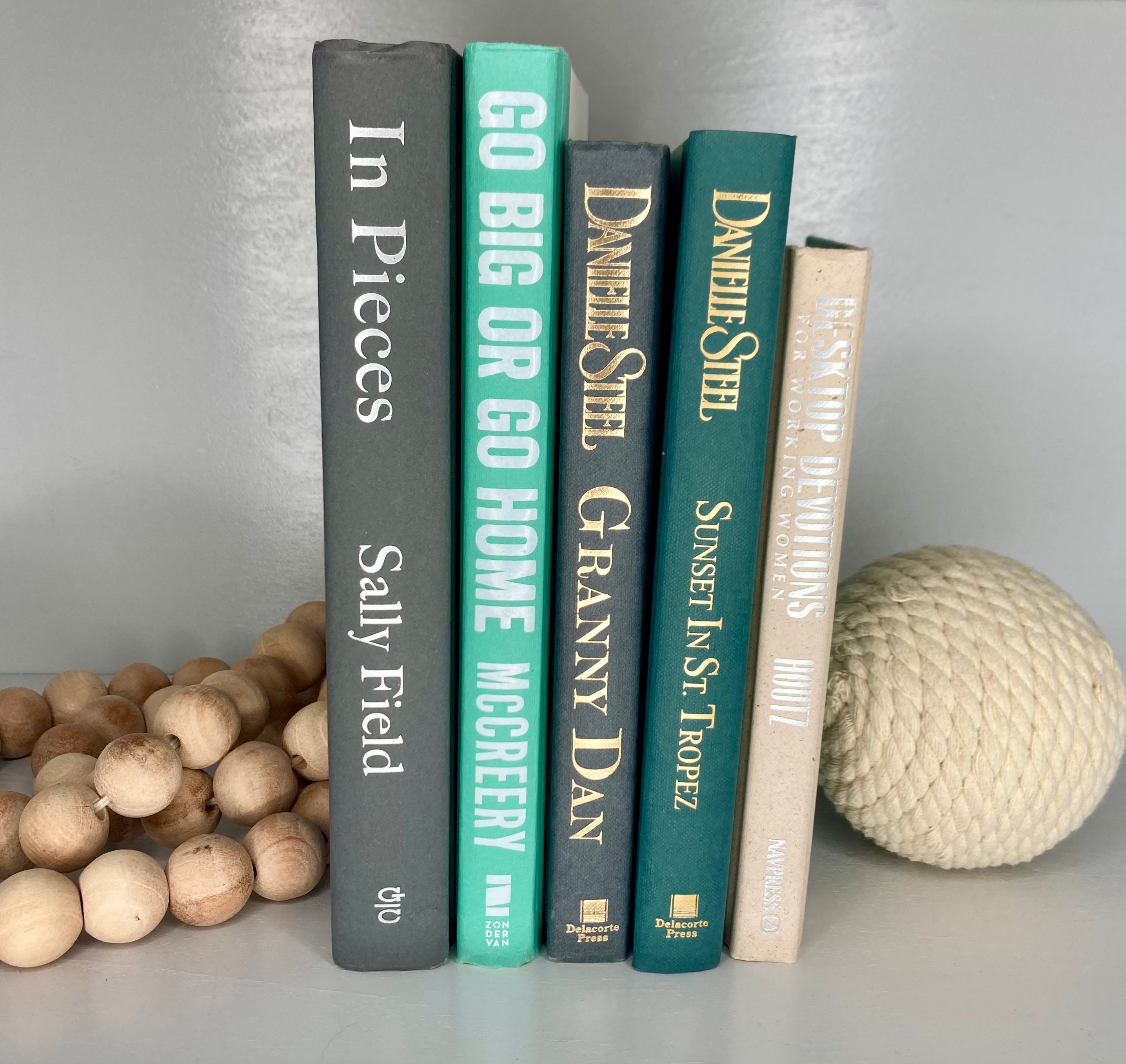 Set of Teal Turquoise and Cream Grey Books for Home Decor - Home ...