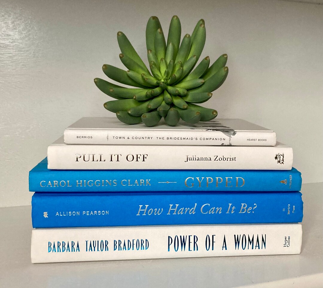 Bright Blue Book Set - Color Coded Books for Home Decor - Blue Book ...