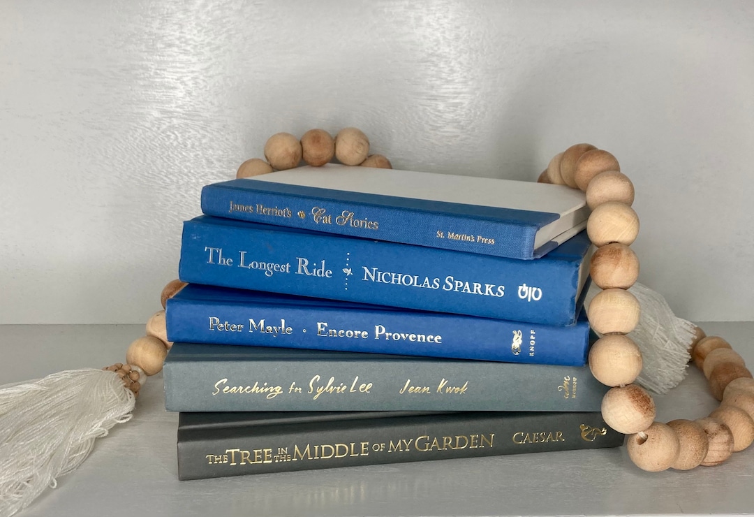Bundle Blue and Grey Decorative Books - Blue Book Stack - Gray ...