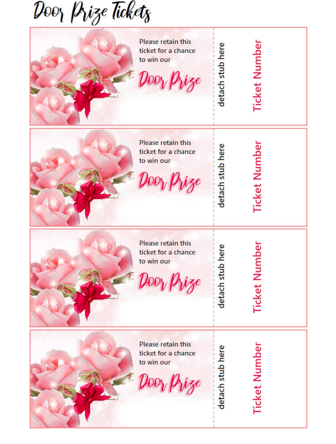 Printable Door Prize Tickets 80 Door Prize TicketsDoorprize | Etsy