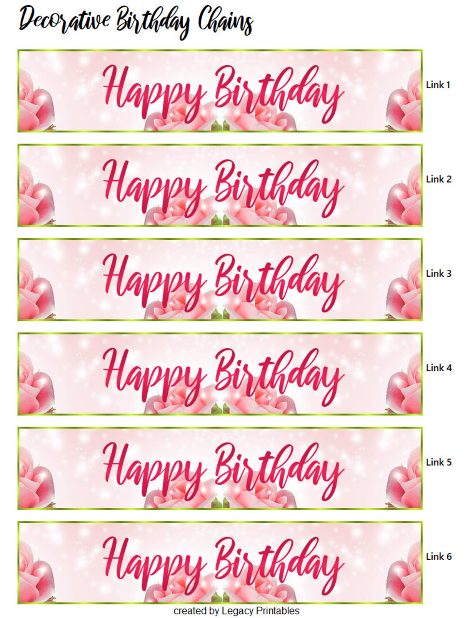 Birthday Paper Chains Printable Birthday ChainsPaper | Etsy
