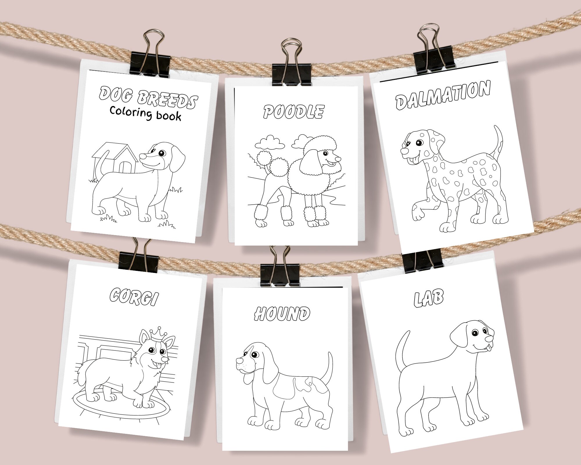 Dog Breeds Coloring Pages for Children - Etsy