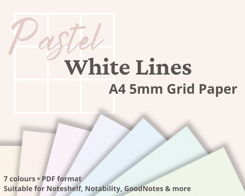 Pastel White Lines A4 5mm Grid Paper Template for Digital Notebook ...