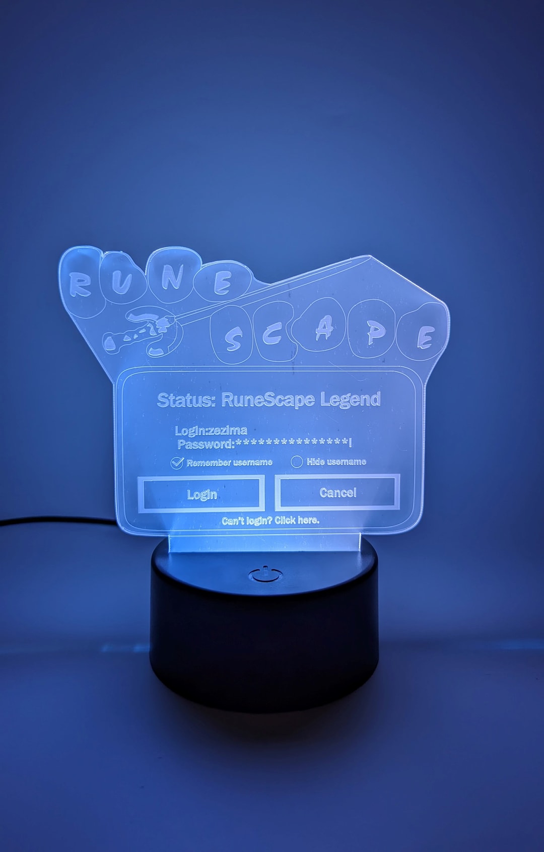 Runescape OSRS Zezima Legend LED Desk Light Lamp Old School Runescape ...