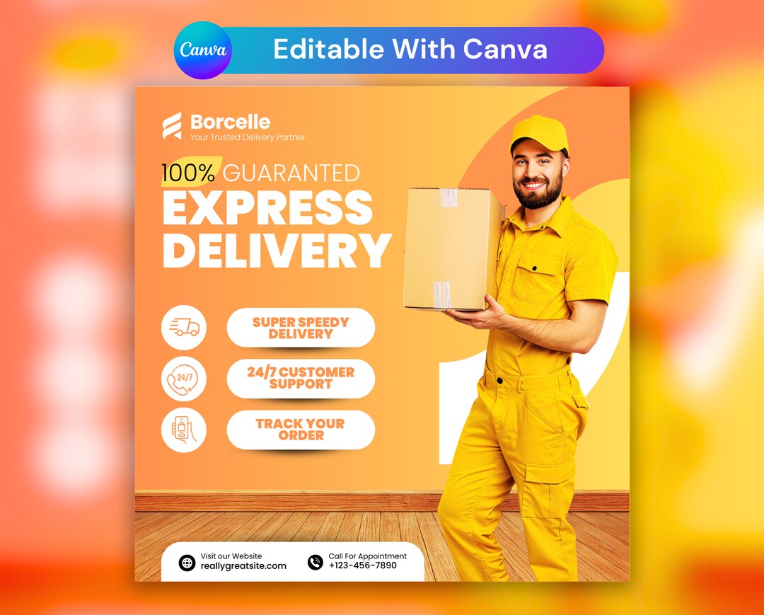 Express Delivery Flyer: Business Canva Template (2000x2000px) - Etsy