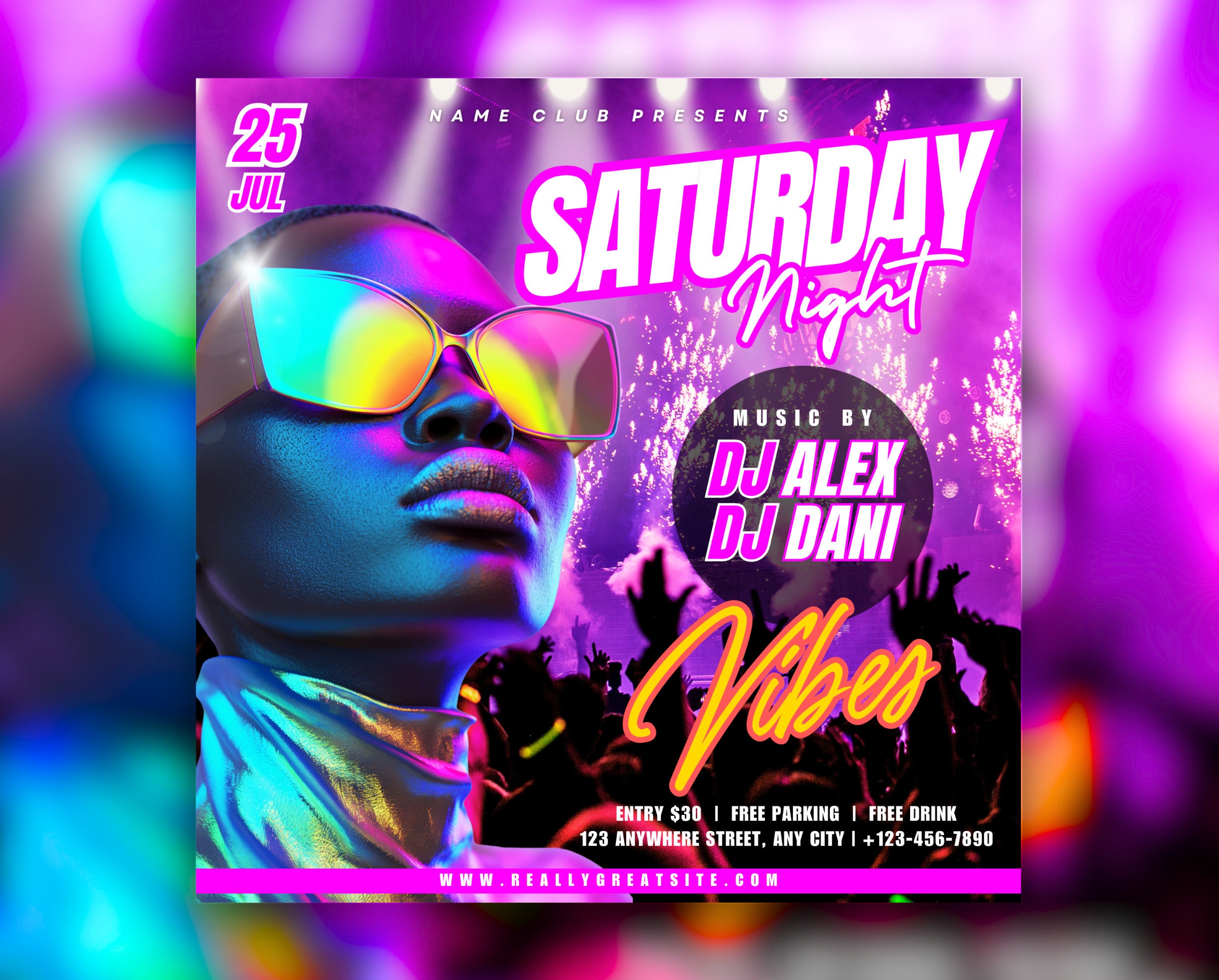 Editable Club Flyer Template: DJ Party Invite (canva, Digital Download ...