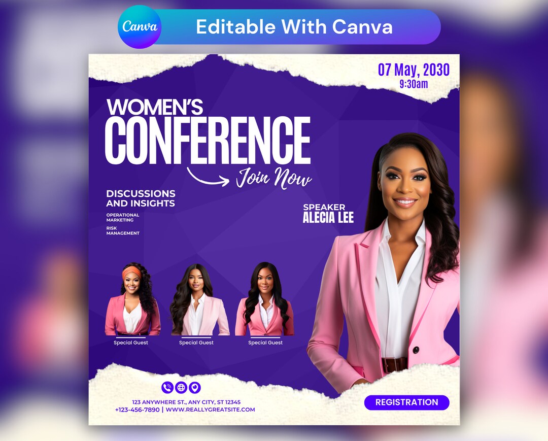 Women's Conference Flyer, Women's Empowerment Flyer, Conference Flyer, DIY Flyer, Women's Brunch ...