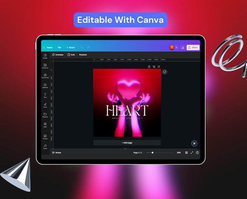 Editable Song Cover Template, Canva Template, DIY Flyer, Album Music ...