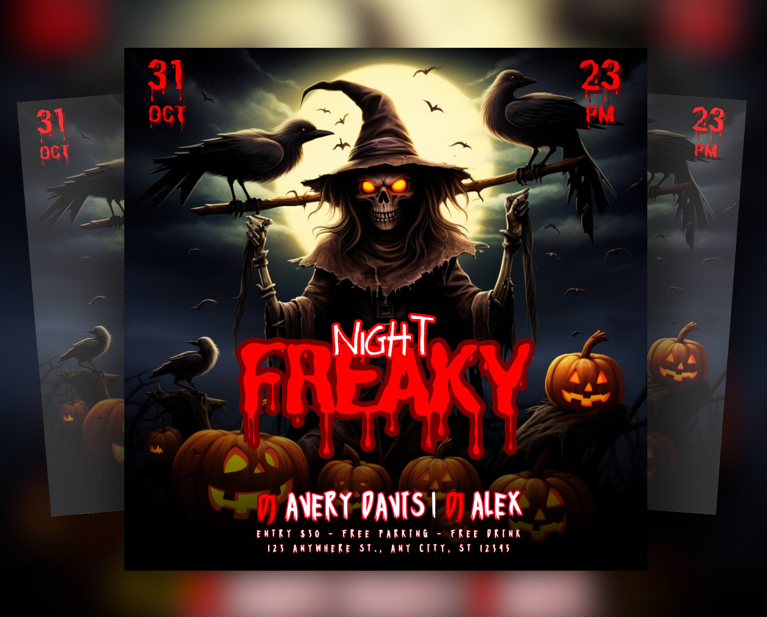 Halloween Party Flyer: Editable Social Media Template (canva) - Etsy