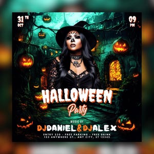 Halloween Party Flyer, Social Media Party Announcement Editable ...