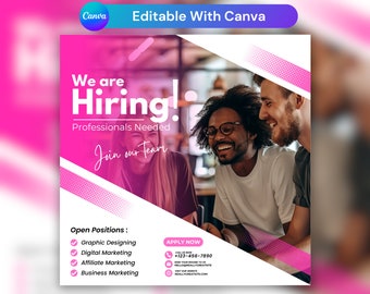 TEMPLATE, Hiring Flyer, Announcement for Job Opening, Social Media ...