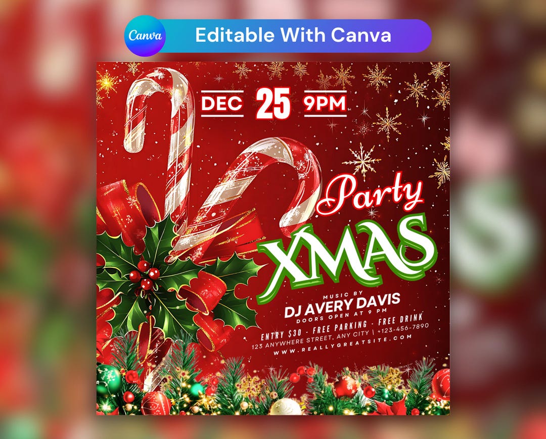 Christmas Party Flyer Template: DIY Event Invite (canva) - Etsy