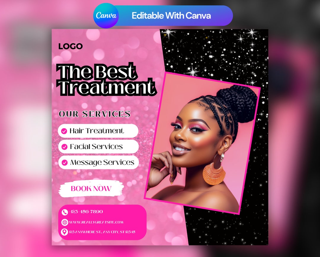 Facial Treatment Specials Flyer, Hair, DIY Flyer Template, Facial Spa ...