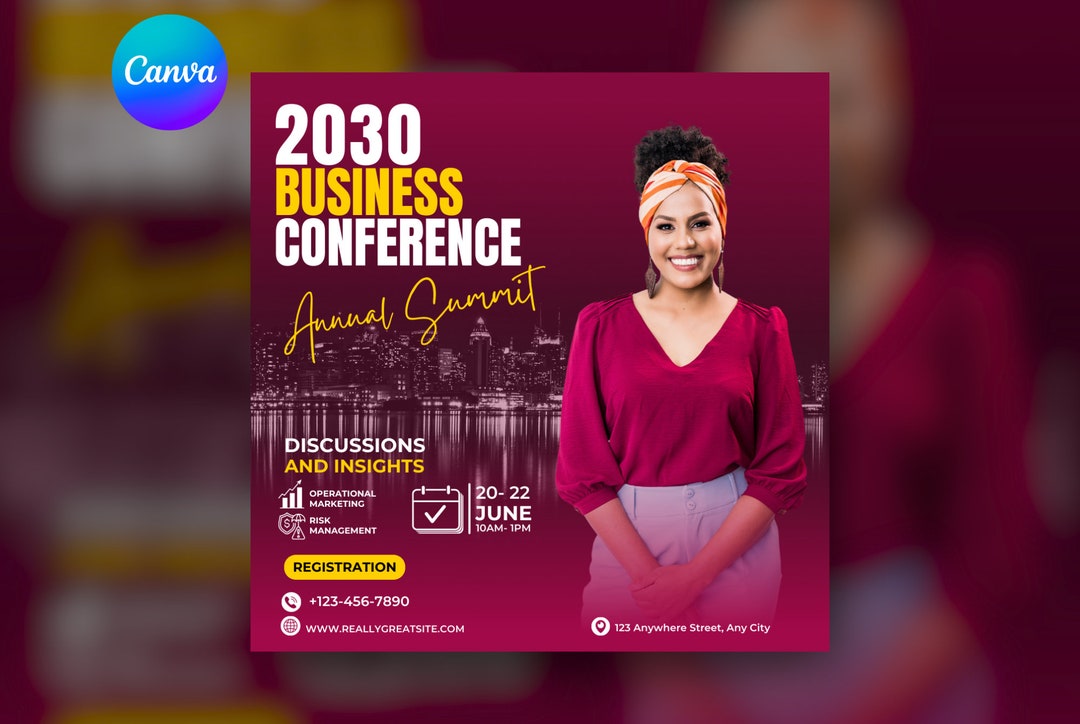 Conference Instagram Post, Canva Template, DIY Flyer, Instagram Flyer ...