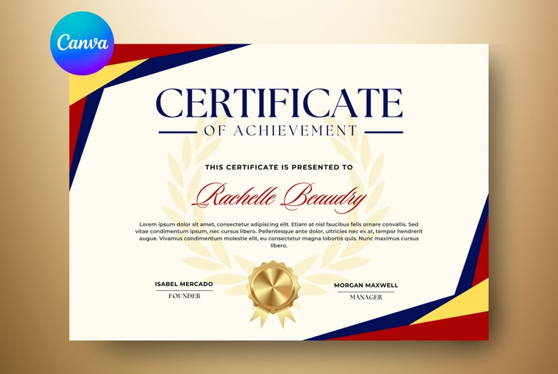 Editable Certificate Template Certificate of Achievement - Etsy