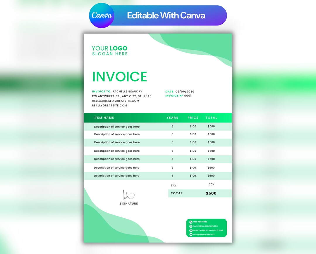 Editable Invoice & Receipt Canva Template Bundle | Invoice Template ...