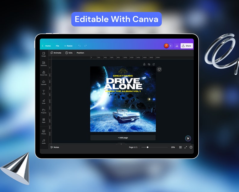Editable Song Cover Template Canva Template DIY Flyer Album - Etsy