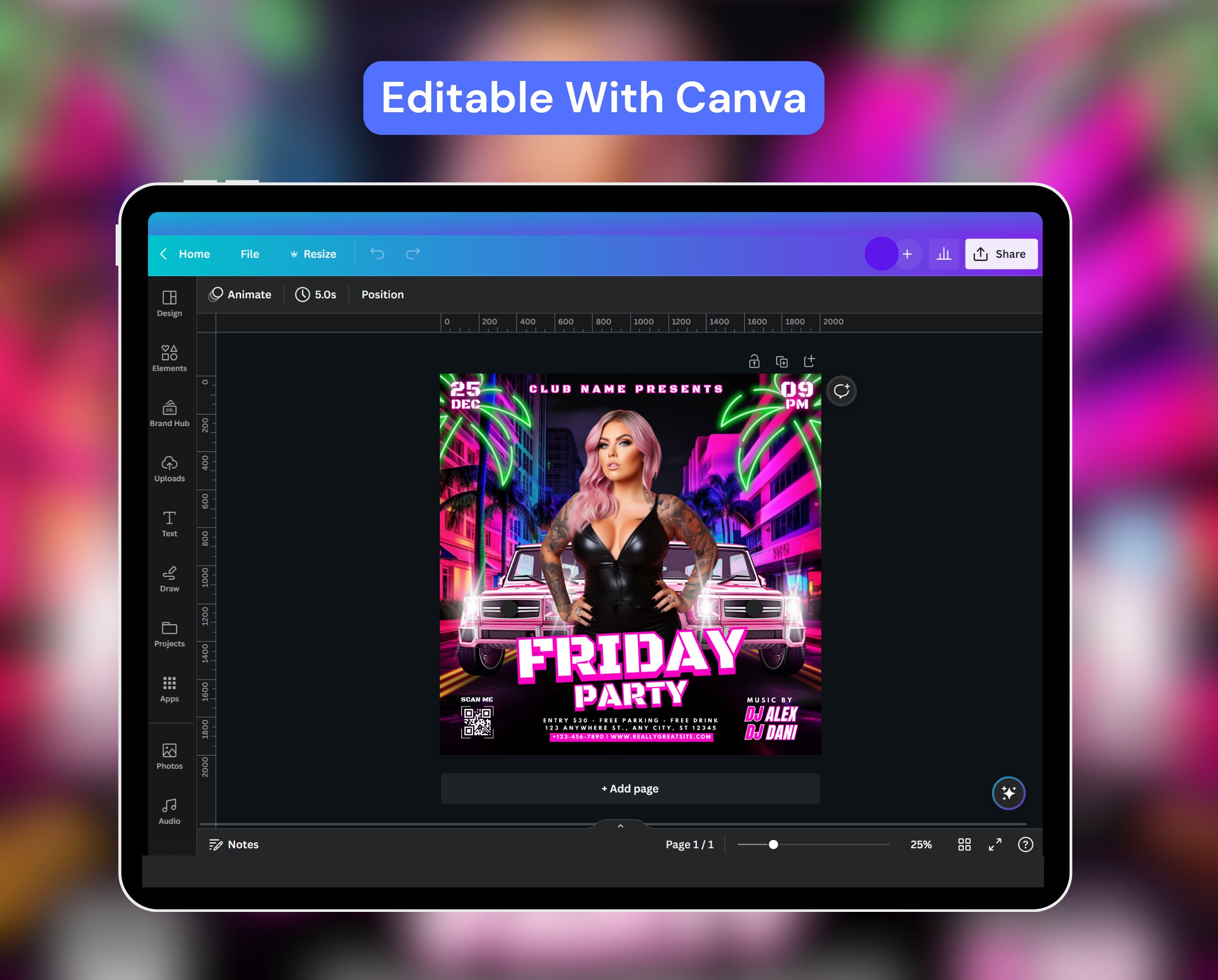 Editable Club Flyer Template for Canva, DIY Event Flyer, Party Flyer ...