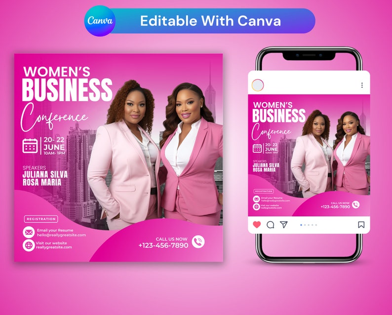 Women's Business Conference Flyer : DIY Canva Template - Etsy