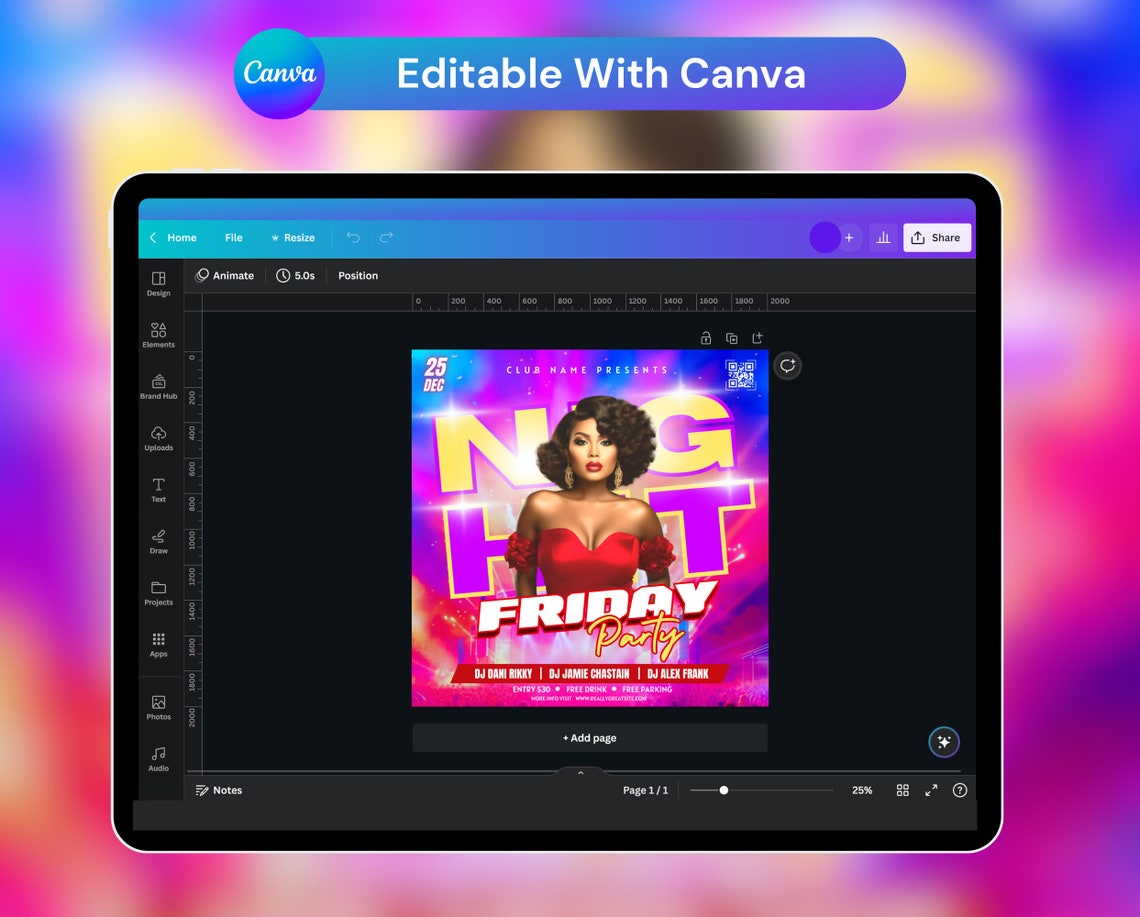 Editable Club Flyer Template for Canva, DIY Event Flyer, Party Flyer ...