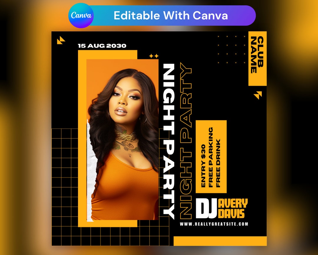 Editable Club Flyer Template for Canva, DIY Event Flyer, Party Flyer ...