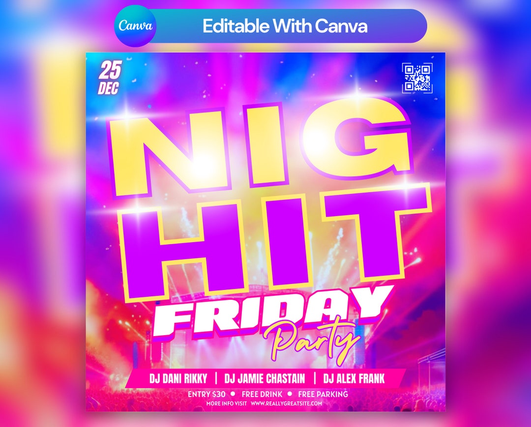 Editable Club Flyer Template for Canva DIY Event Flyer Party - Etsy