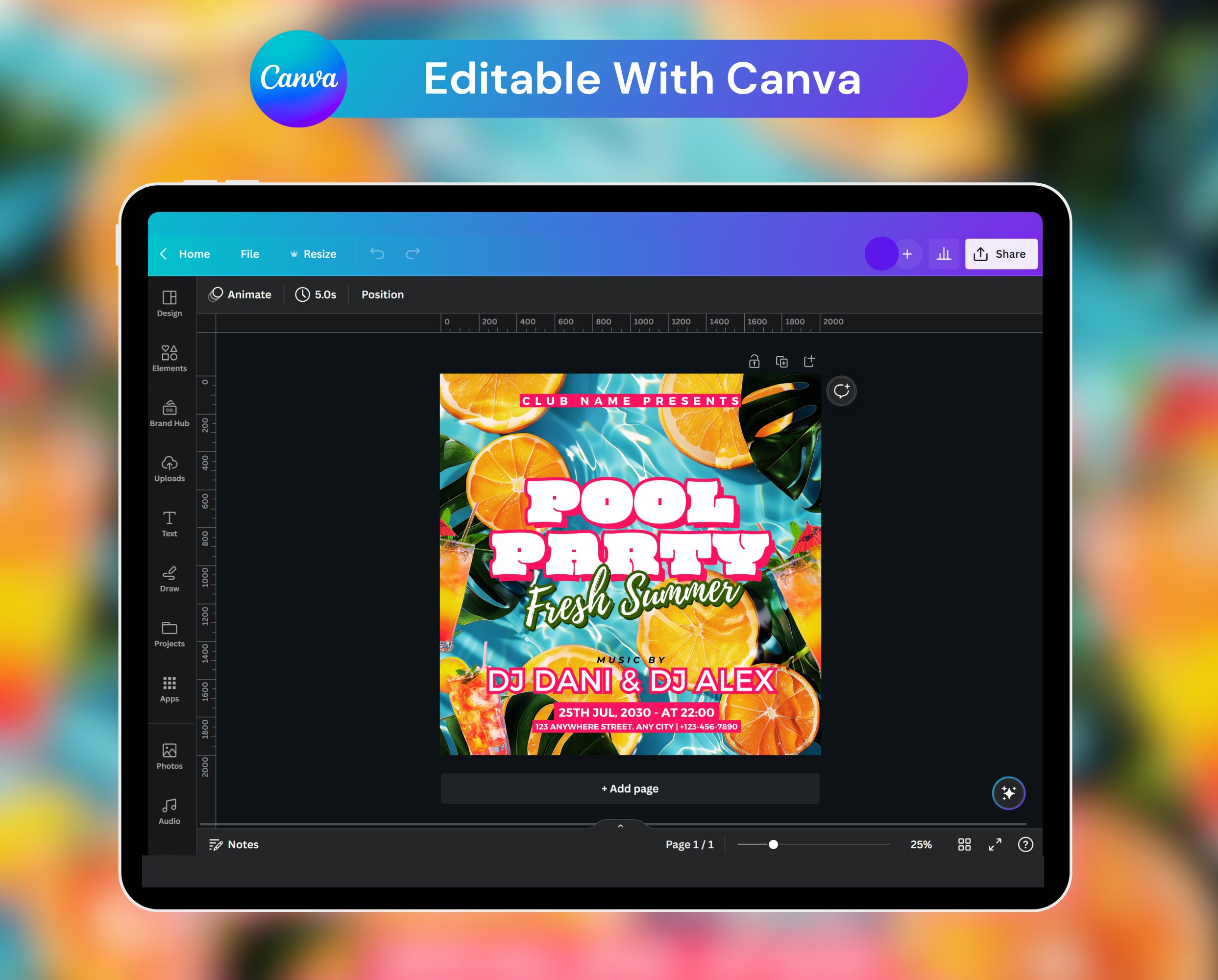 Pool Party Flyer, Social Media Pool Party Announcement Editable Summer ...