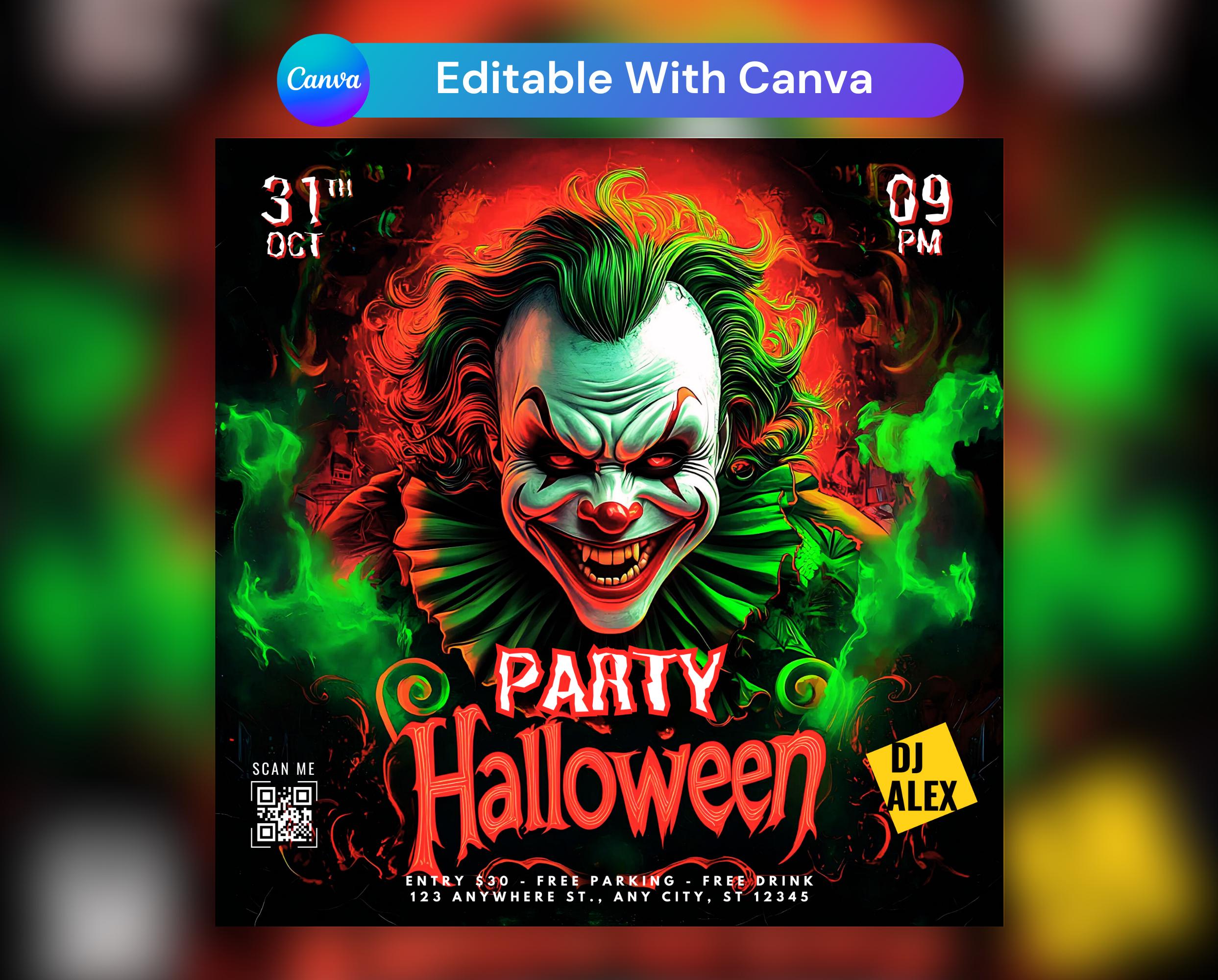 Editable Halloween Party Flyer: Social Media Canva Template - Etsy