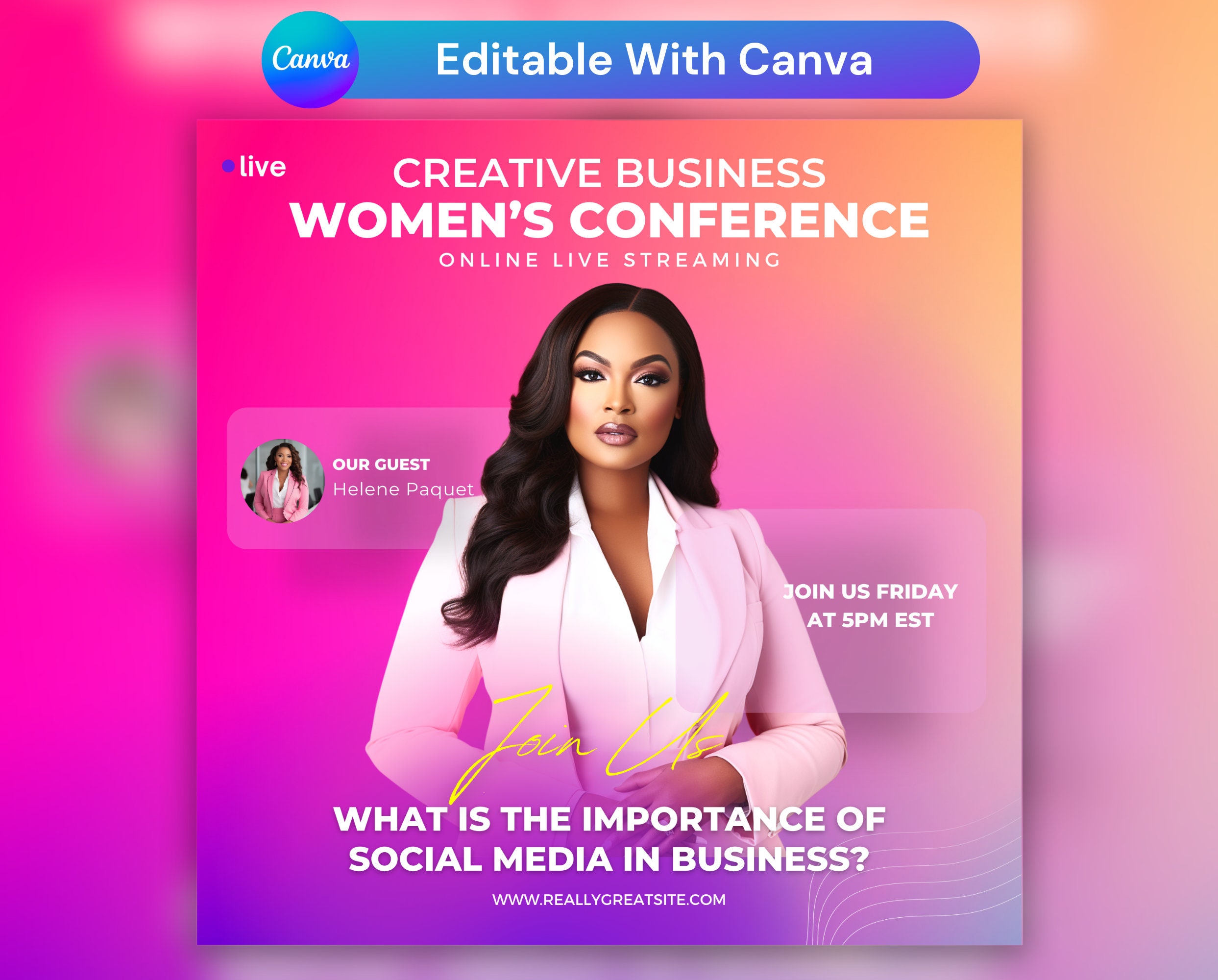 Womens Conference, Conference Flyer, Canva Template, DIY Flyer ...