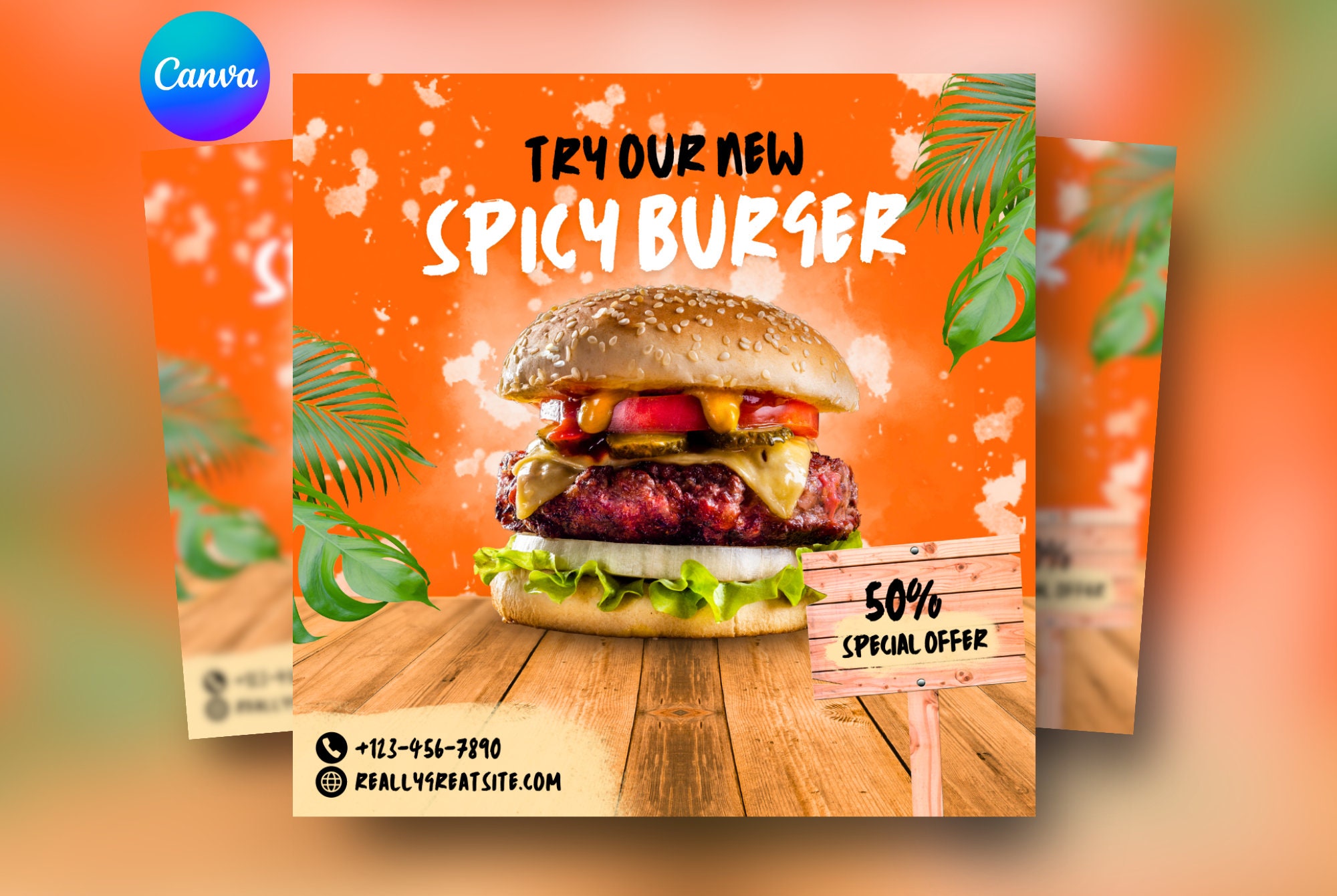 Food Promotion Flyer, Burger Flyer, Canva Template, DIY Flyer ...