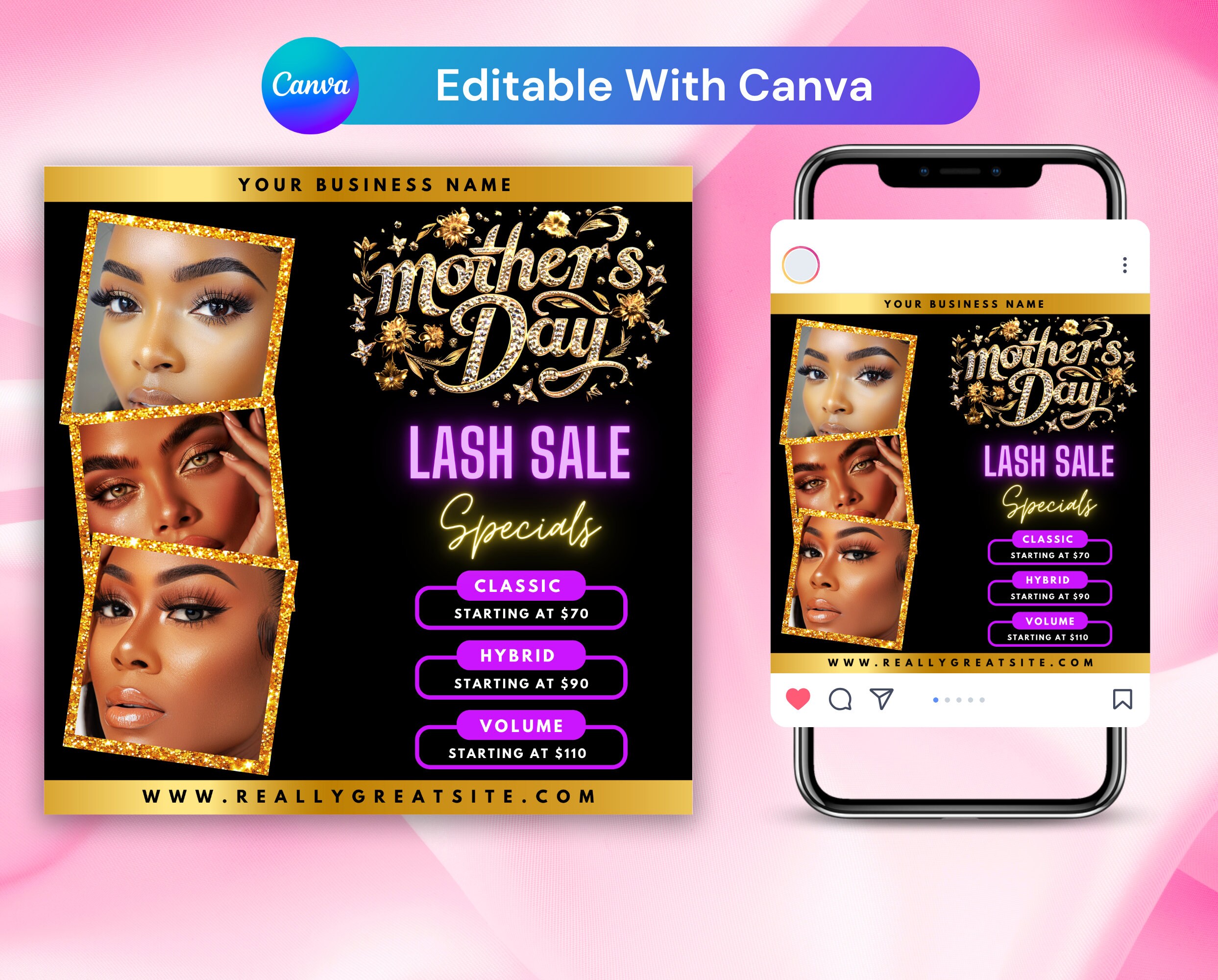 Mothers Day Lash Flyer, DIY Lash Extensions Flyer, Beauty Lash Deals ...