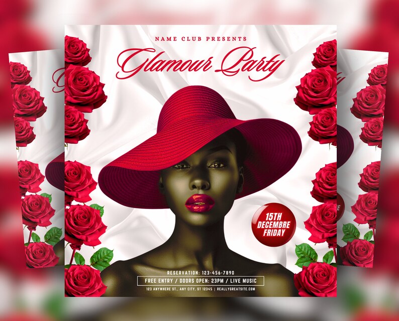Editable Glamour Party Flyer Template: Canva DIY Event Invite ...