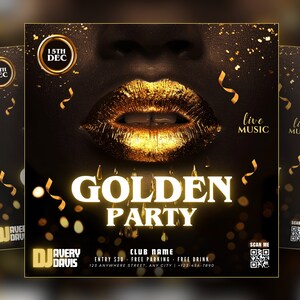 Editable Golden Party Flyer Template: Canva DIY Event Invite (digital ...