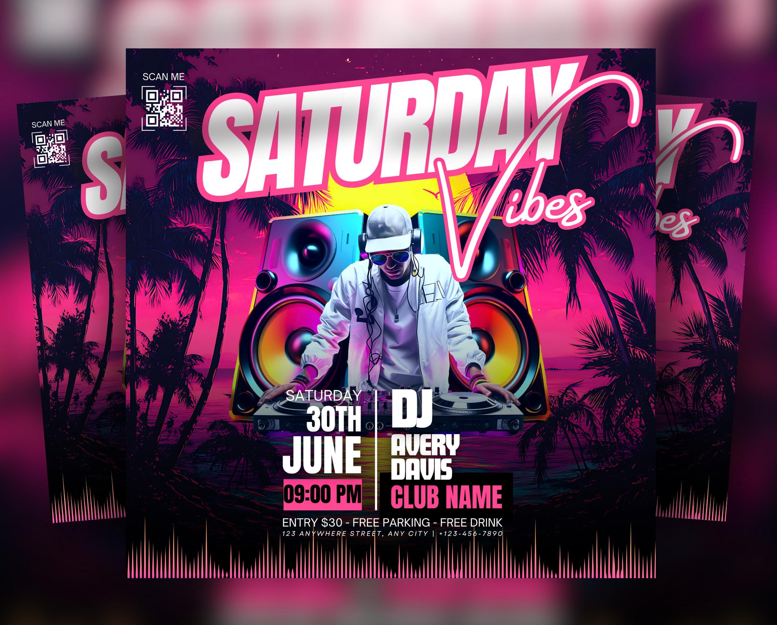 Editable Club Flyer Template: DIY Party, Event Design (canva Template ...