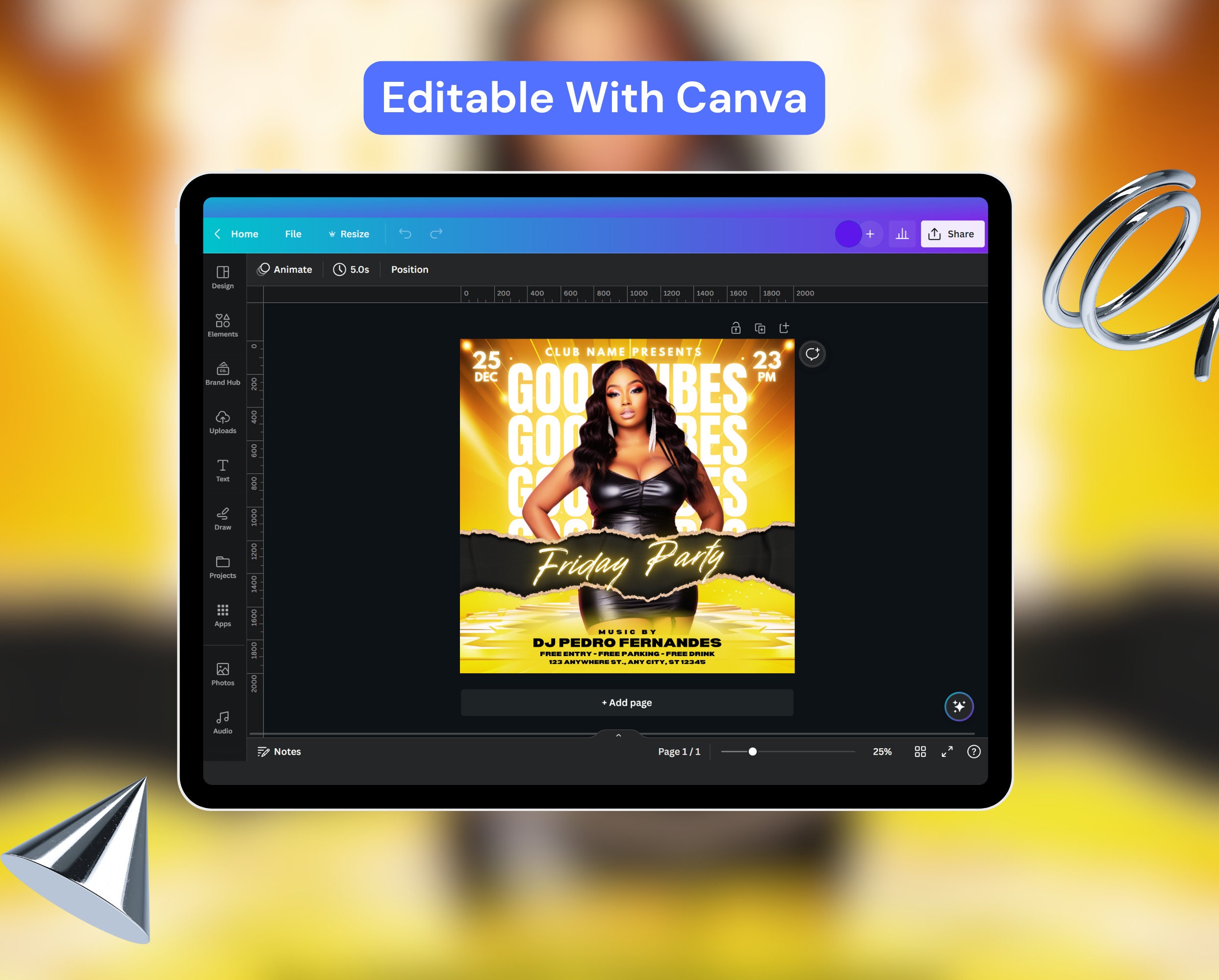 Editable Club Flyer Template for Canva, DIY Event Flyer, Party Flyer ...