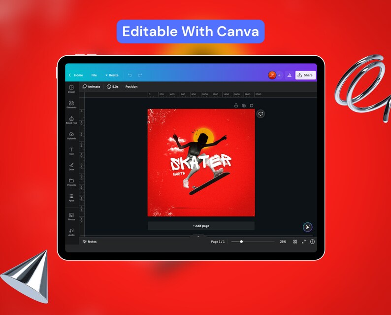 Editable Song Cover Template Canva Template DIY Flyer Album - Etsy