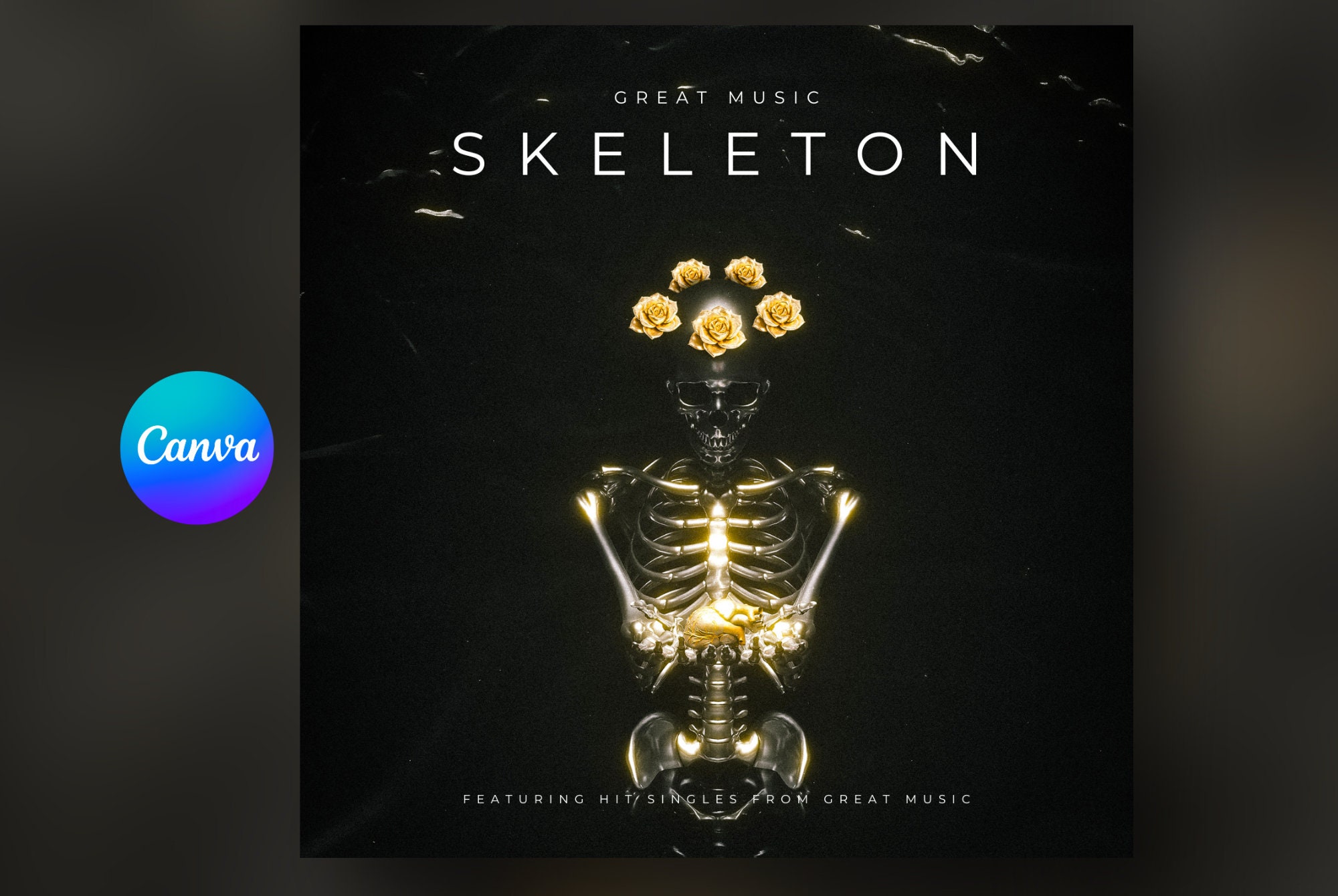 Editable Skeleton Album Cover Template: DIY Music Flyer (canva) - Etsy