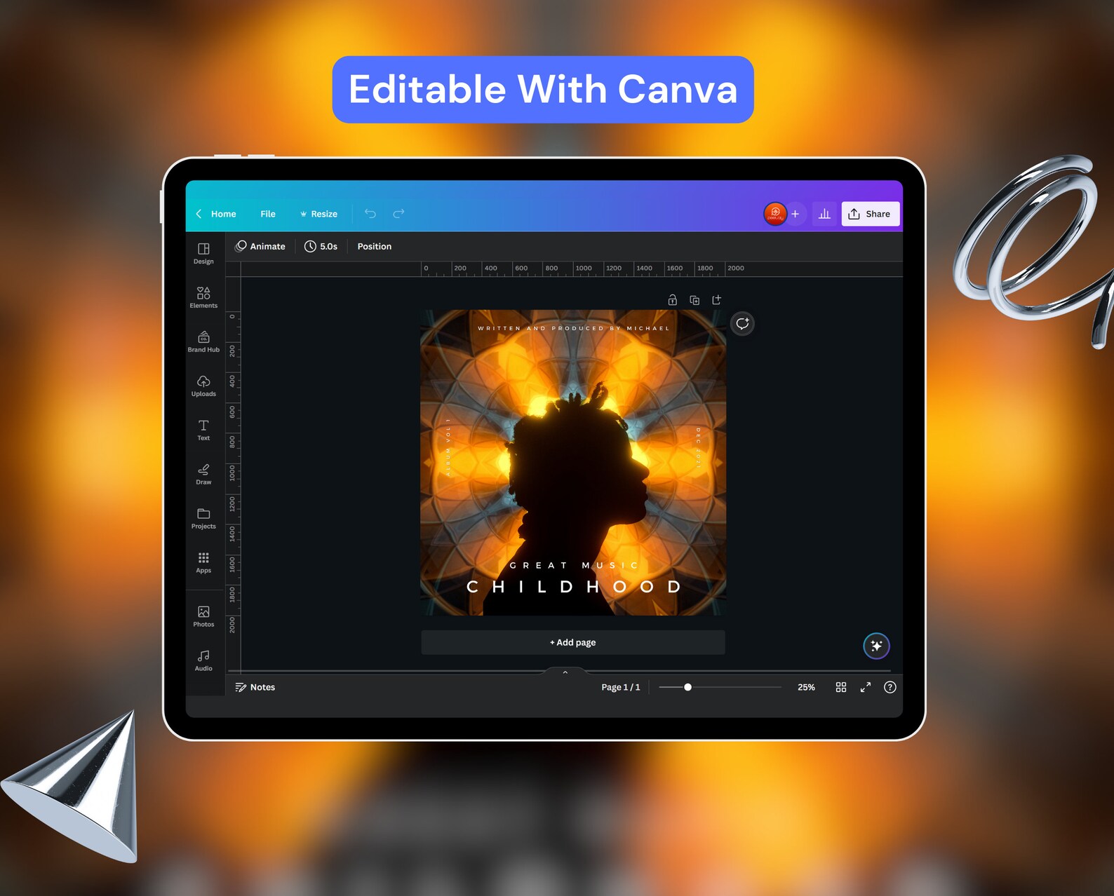 Editable Song Cover Template Canva Template DIY Flyer Album - Etsy