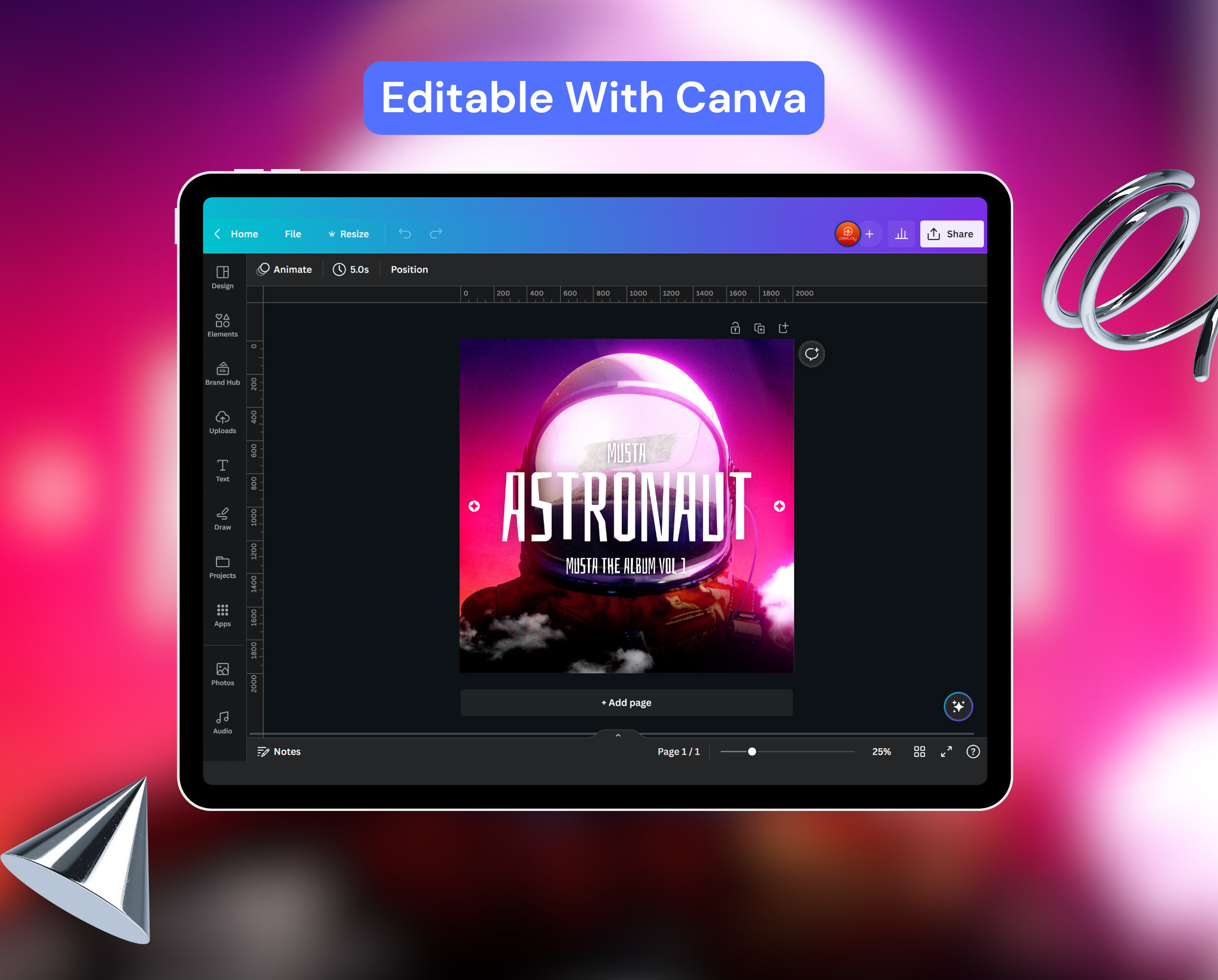 Editable Music Album Cover Template: Canva Track Art - Etsy
