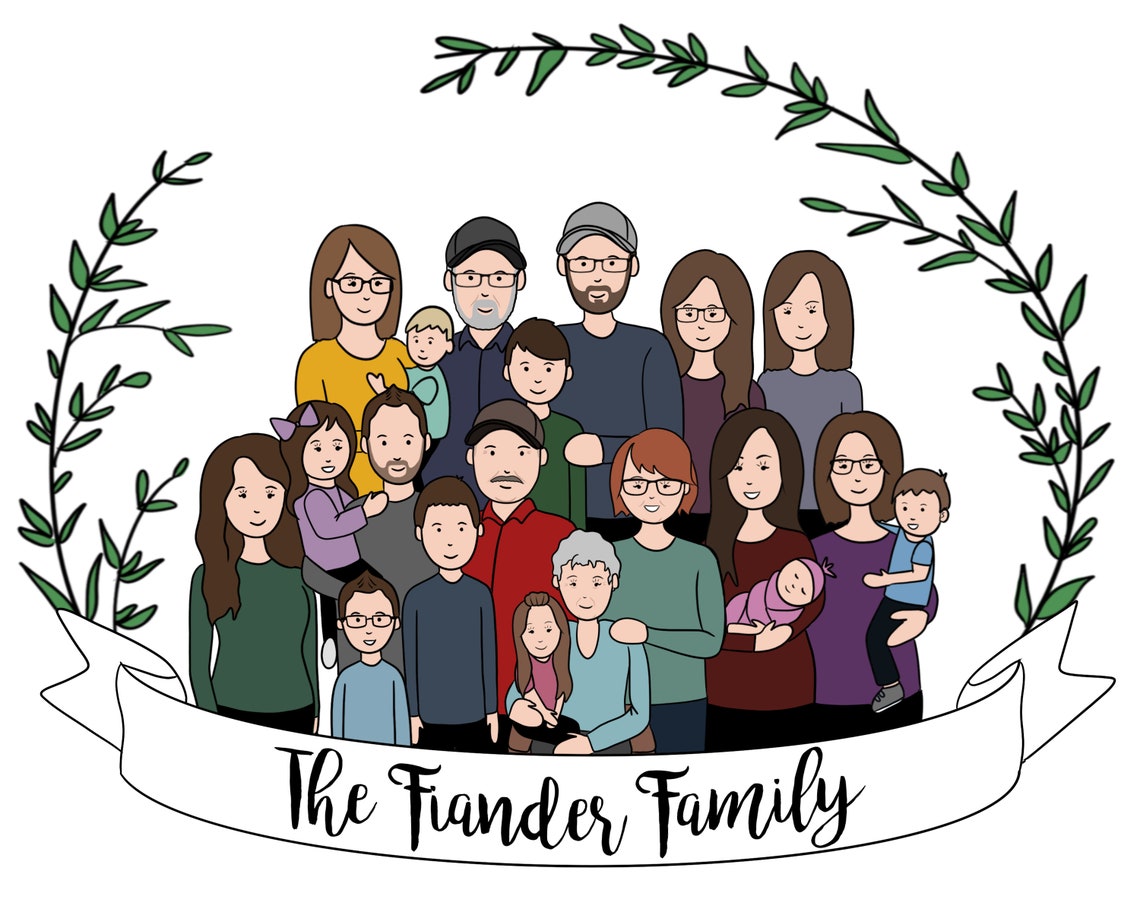 Custom Cartoon Family Portrait Digital File Artwork 11 | Etsy