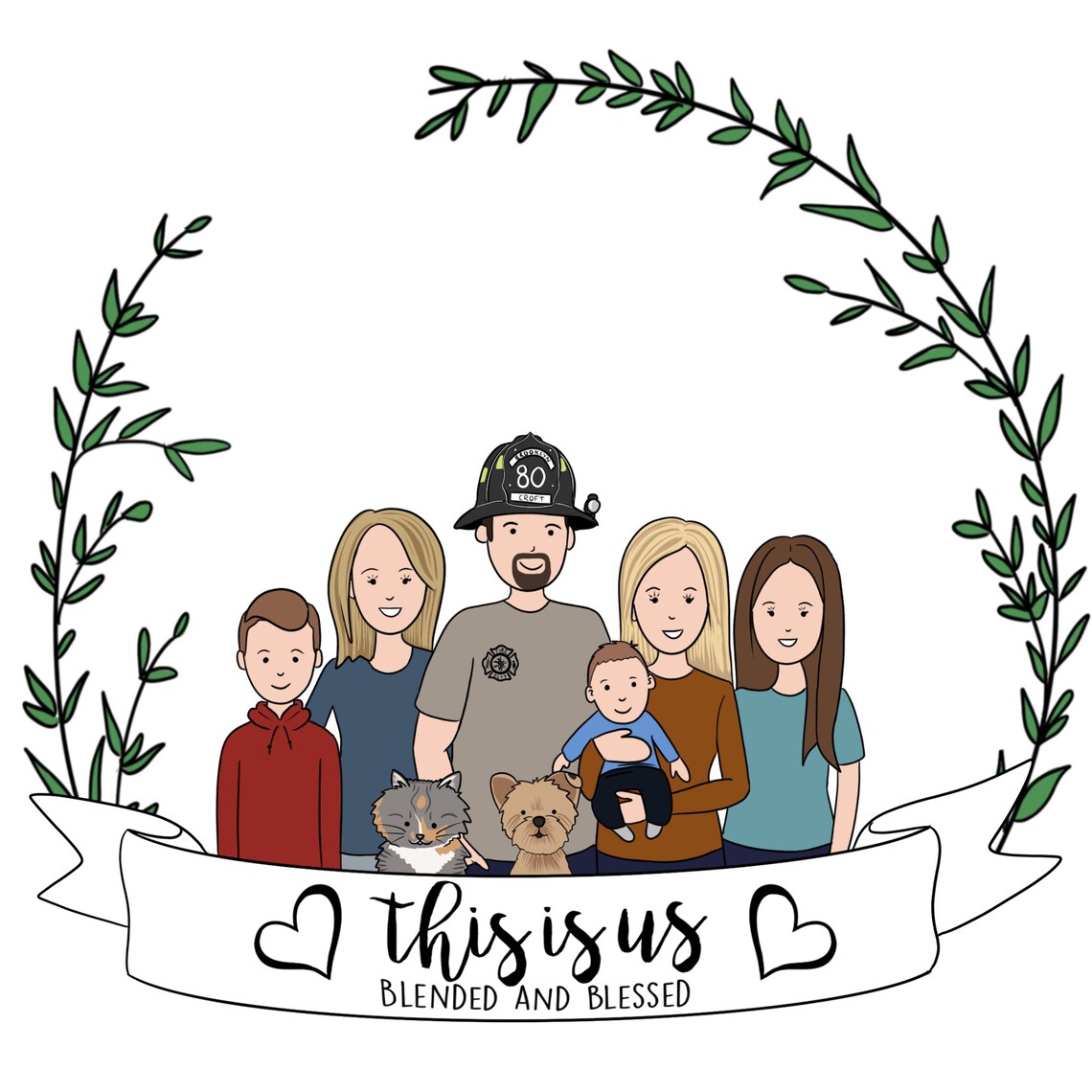 Custom Cartoon Family Portrait Digital File Artwork 6-10 Characters - Etsy