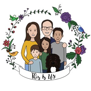Custom Cartoon Family Portrait Digital File Artwork 6-10 Characters - Etsy