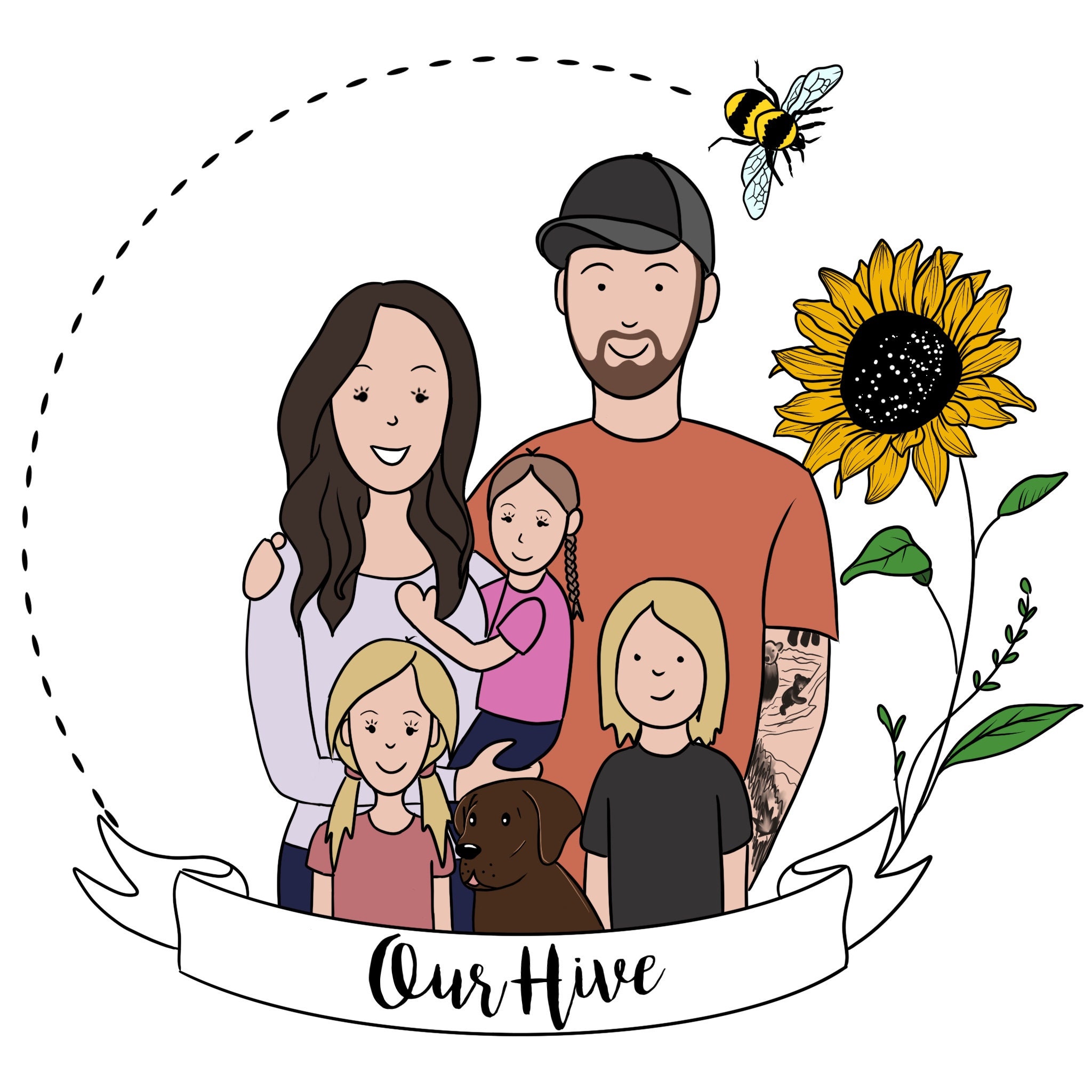 Custom Cartoon Family Portrait Digital File Artwork 6-10 Characters - Etsy