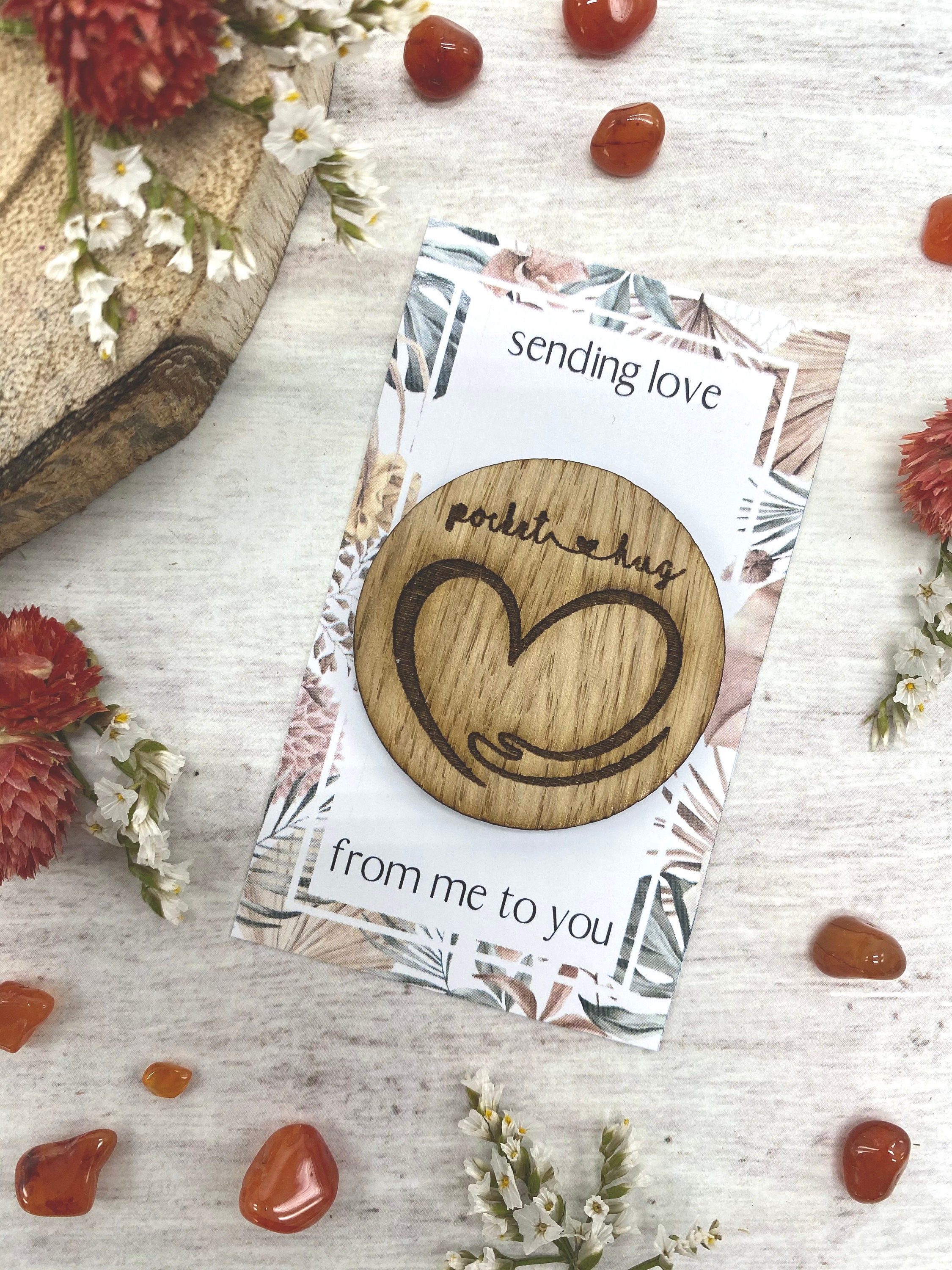 Hugging Heart Pocket Hug Wooden Token Pocket Hug Token - Etsy