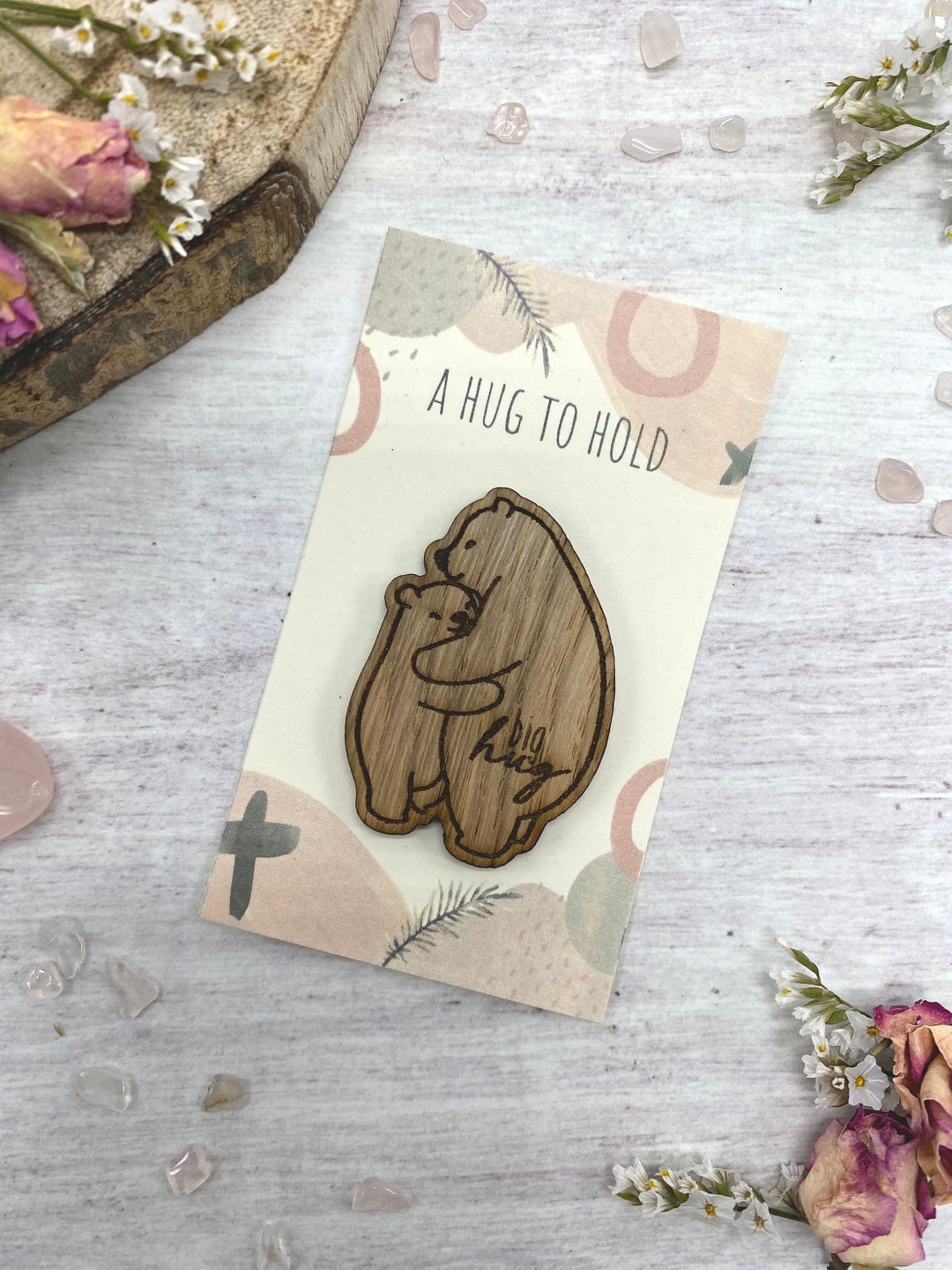 Family Bear Hug Wooden Token: Pocket Hug Gift - Etsy